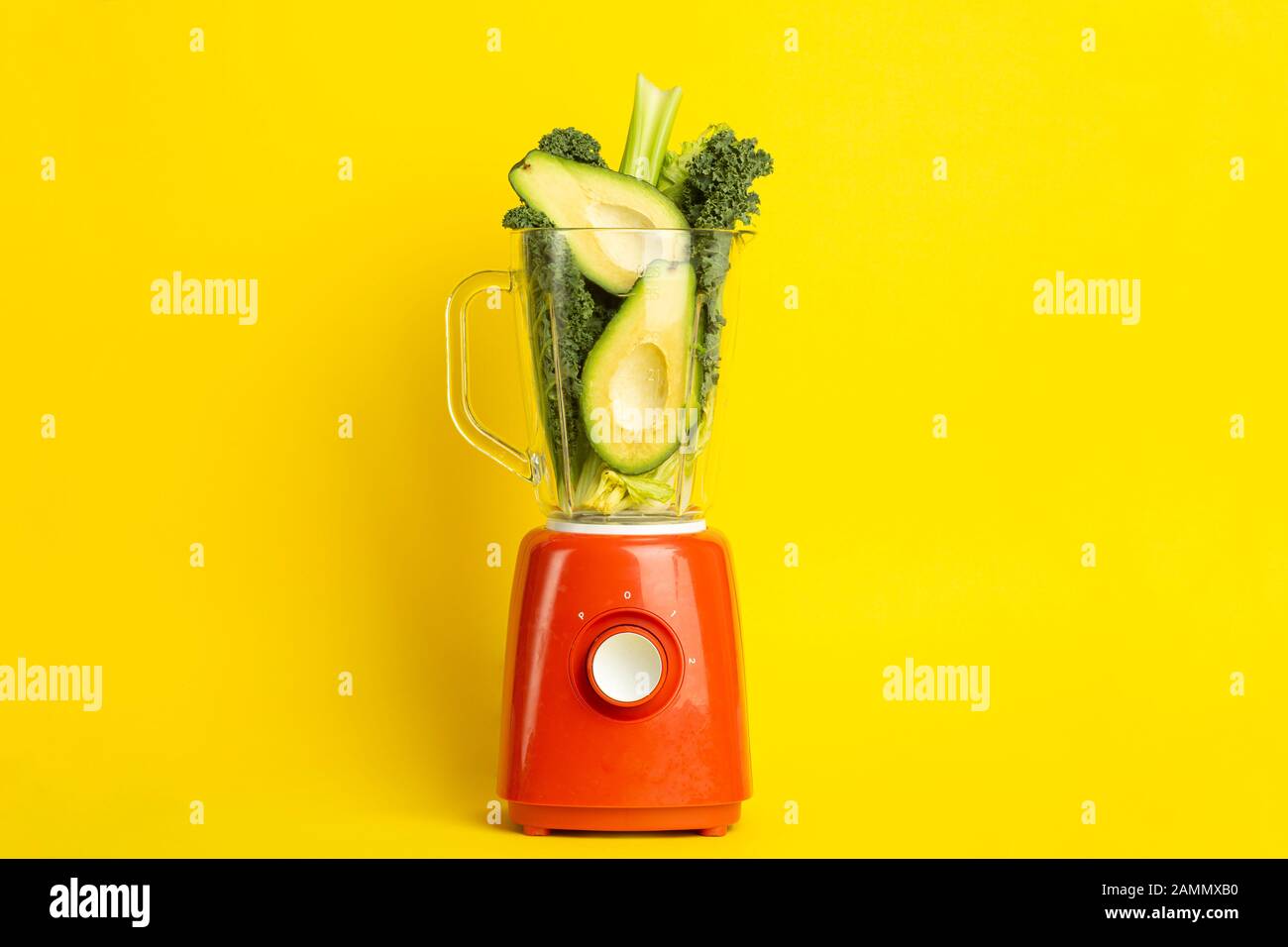 Smoothie recipe. Green smoothie of vegetables (avocado, celery, cale ...