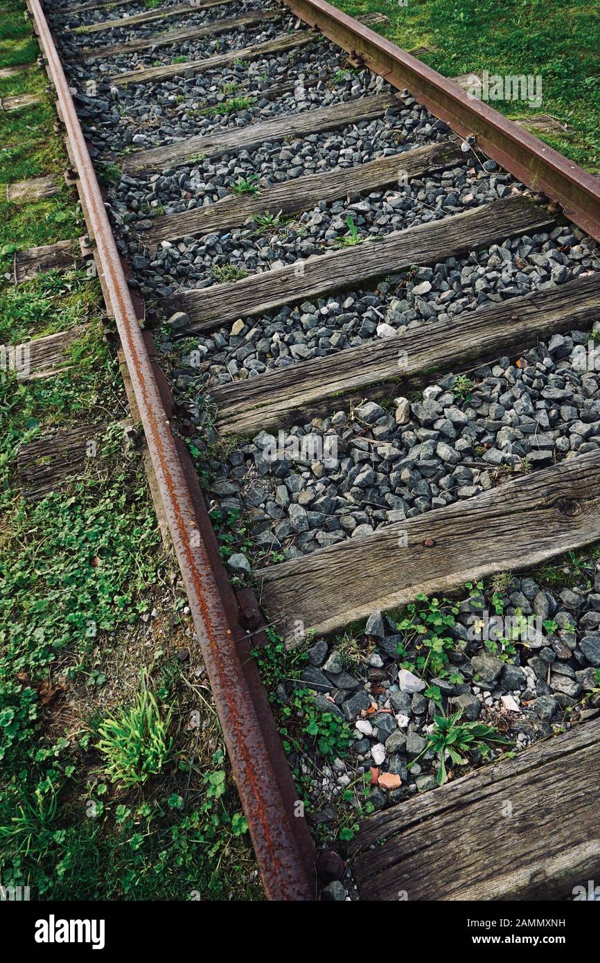 old railroad track abandoned on the station Stock Photo - Alamy