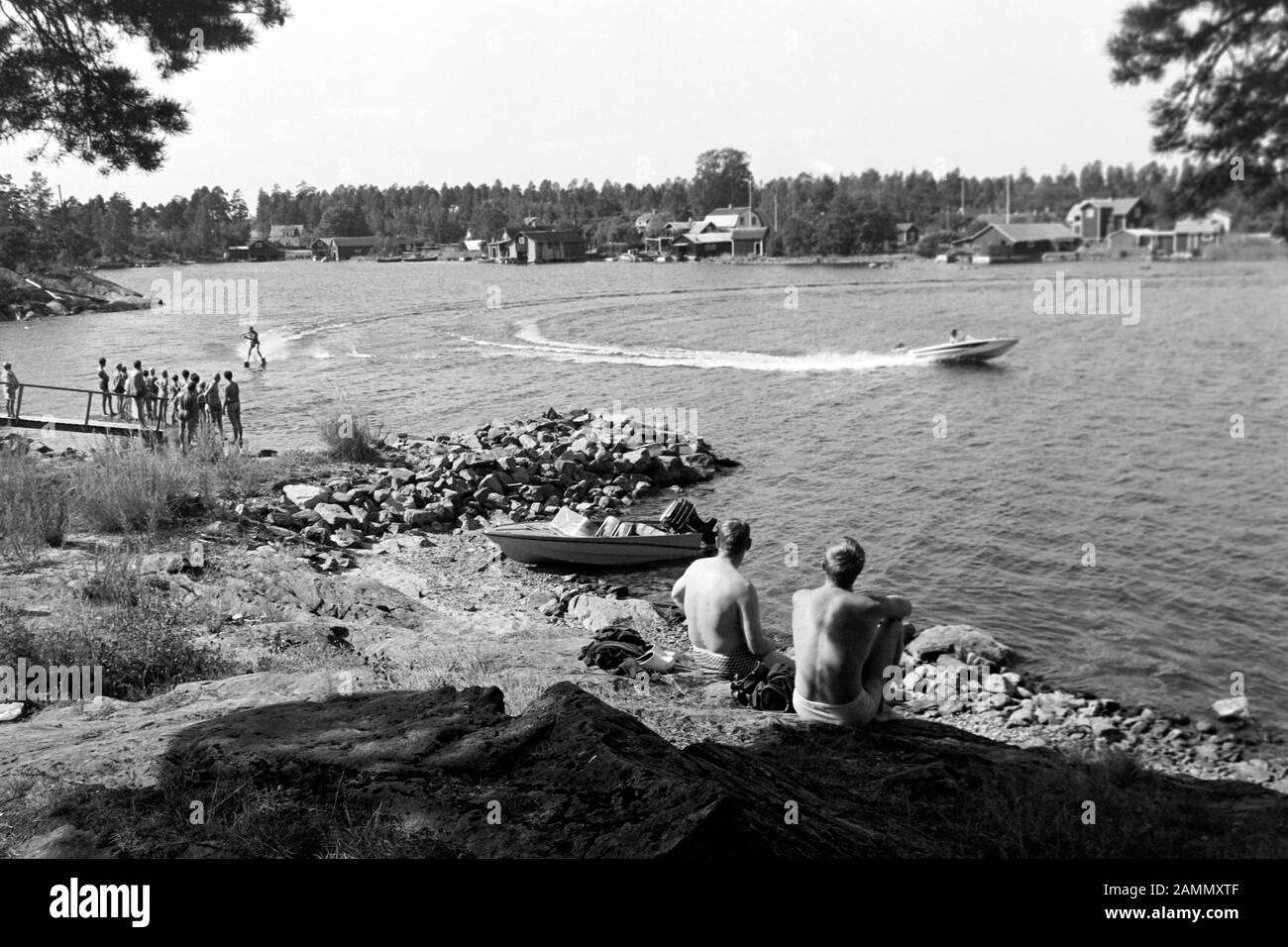 Besuch im Badeort Norrsundet am Bothnischen Meerbusen, 1969. Visiting ...