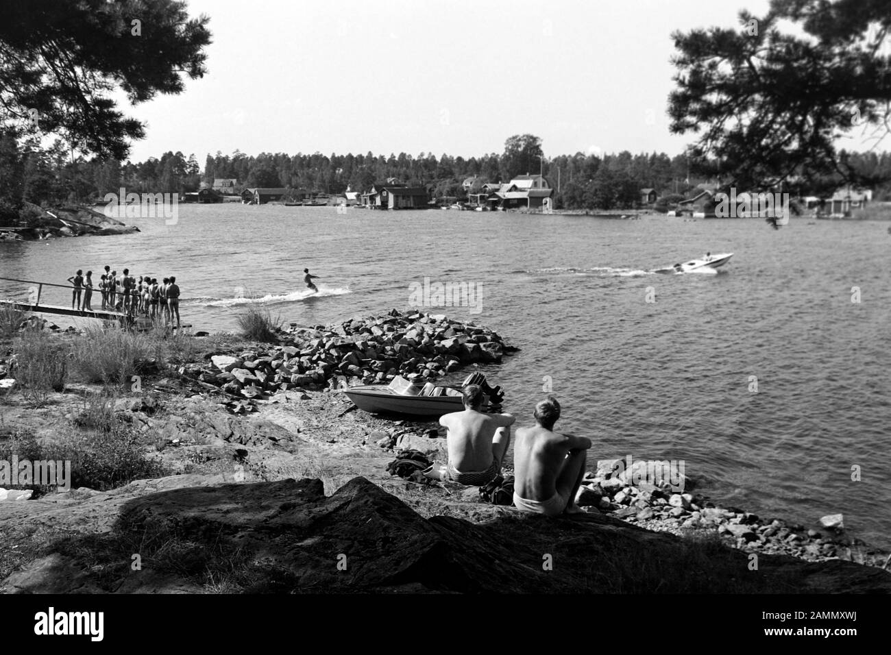 Besuch im Badeort Norrsundet am Bothnischen Meerbusen, 1969. Visiting ...