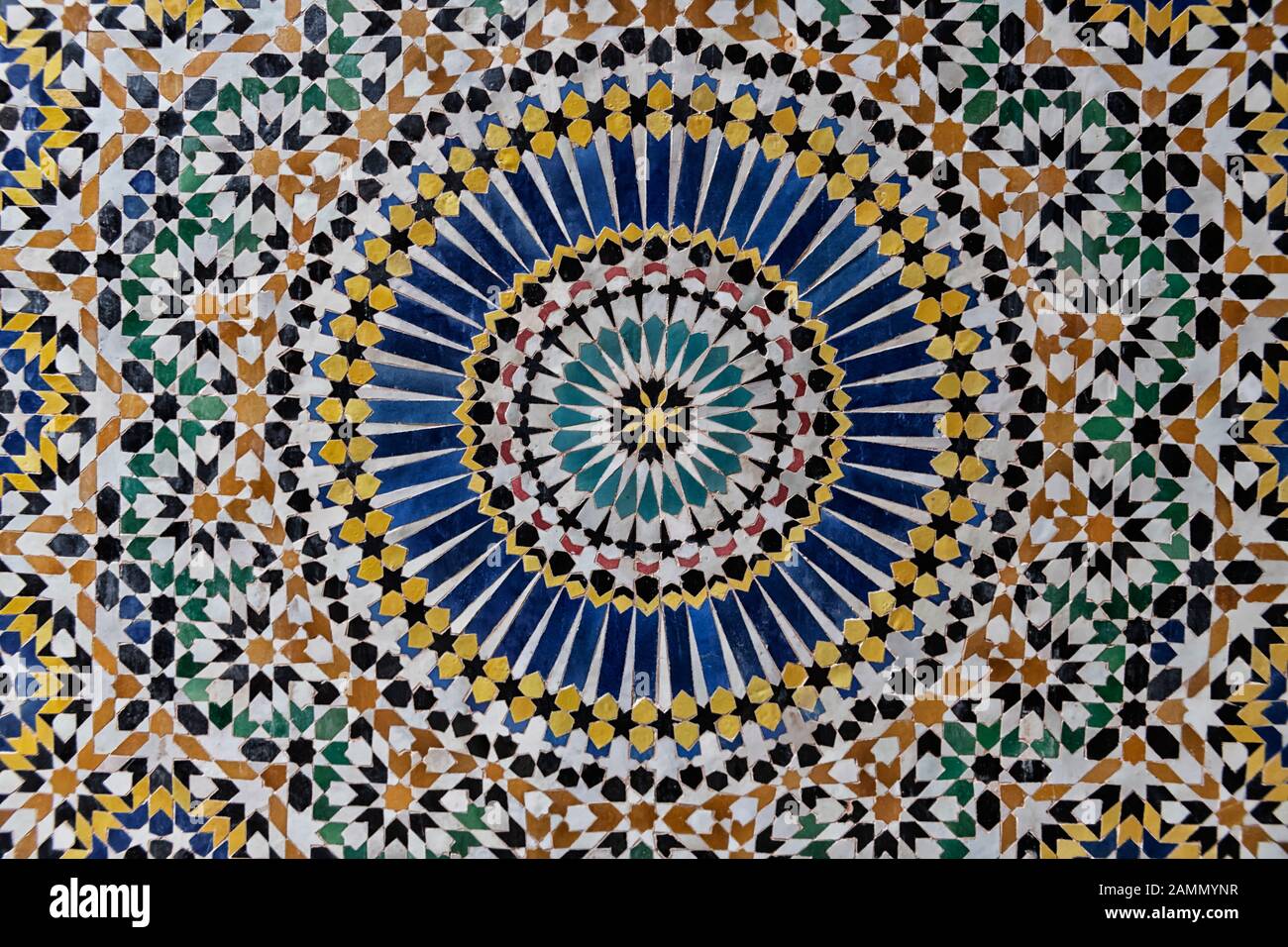 Colorful 24-fold star pattern in traditional islamic geometric design ...