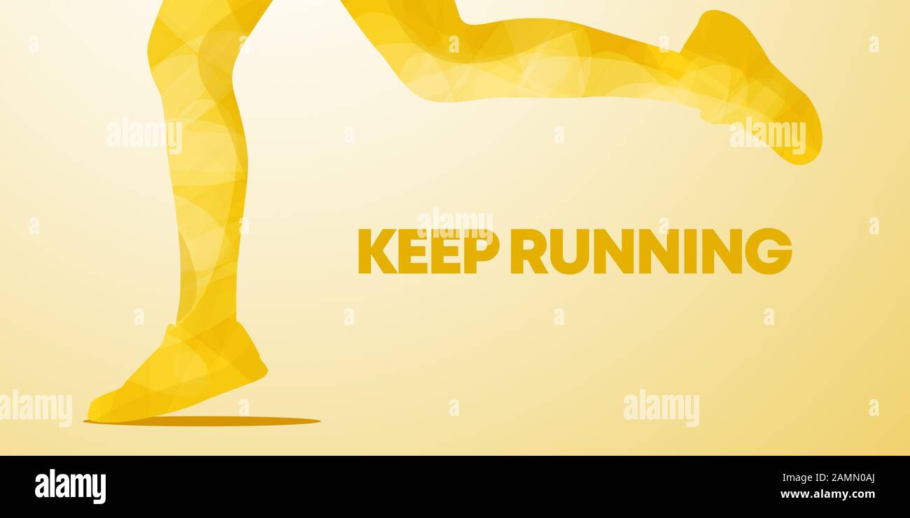 Keep running text and jogger legs, background illustration Stock Photo ...