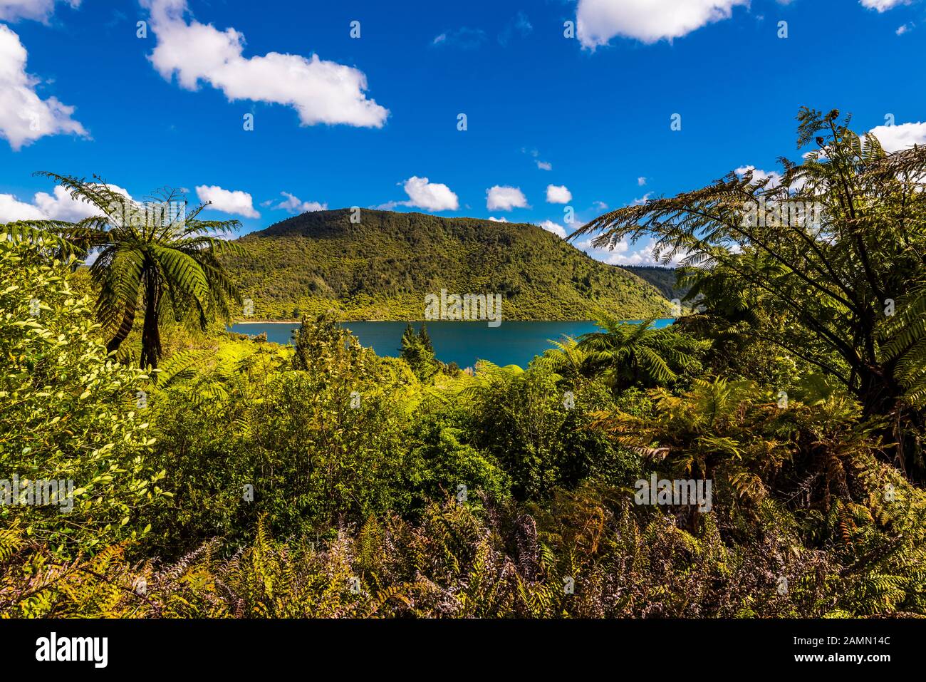 Volcanic hills shore blue lake hi-res stock photography and images - Alamy