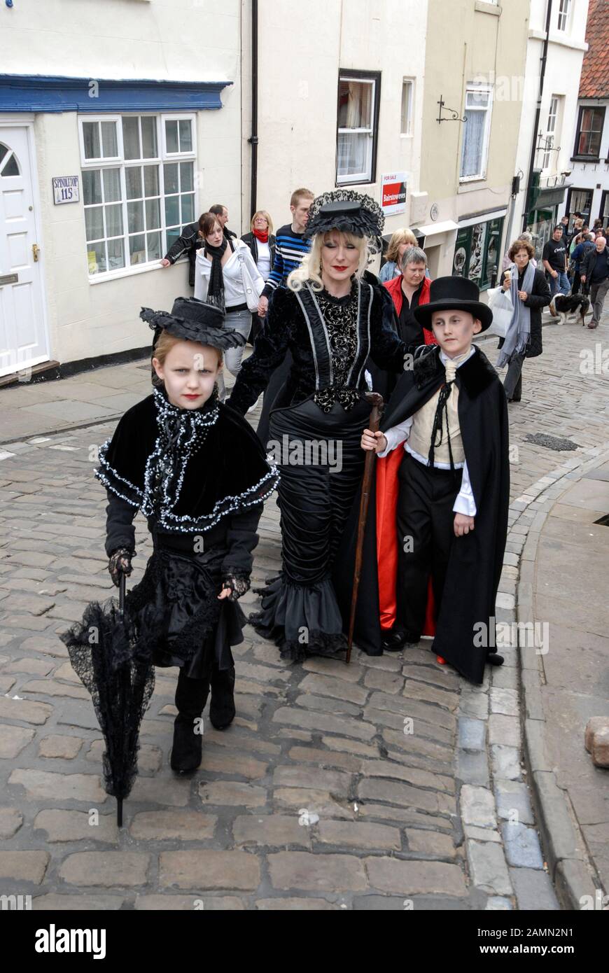 Goth Convention weekend at Whitby, North Yorkshire in Britain A family ...