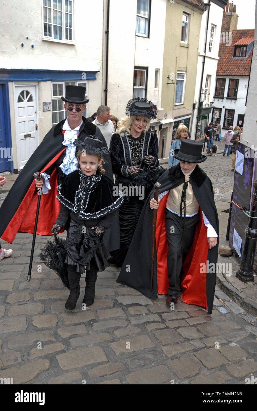 Goth Convention weekend at Whitby, North Yorkshire in Britain A family ...