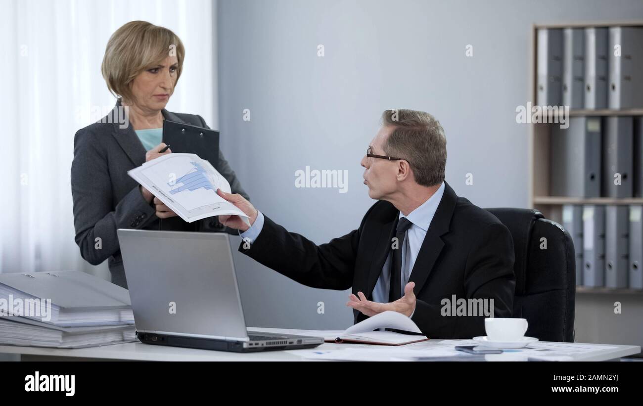 Tired boss angry at assistant, corporate ethics, inappropriate work ...