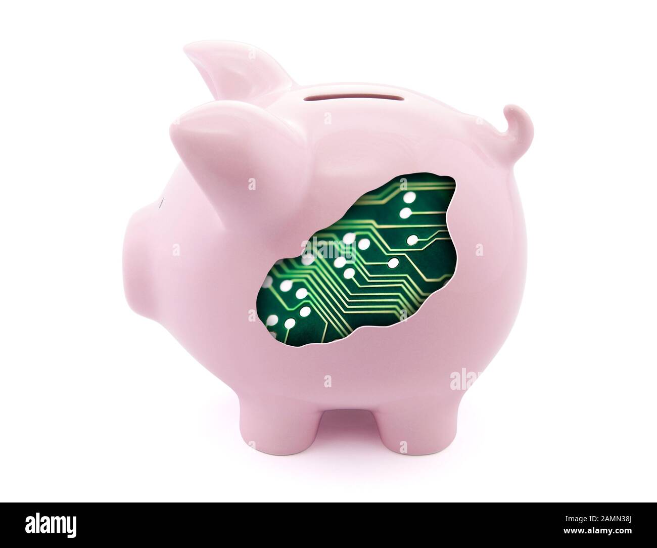 Computer piggy bank on white background with clipping path Stock Photo ...