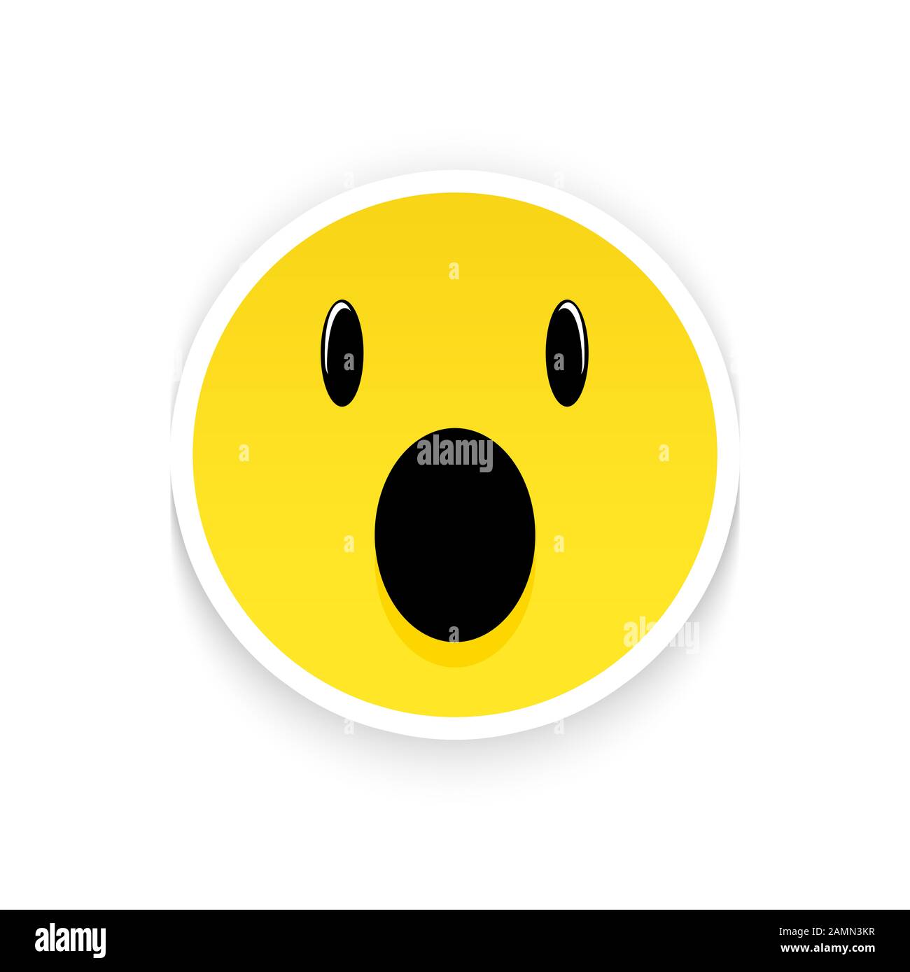 Amazed yellow smiley face isolated on white background Stock Photo - Alamy
