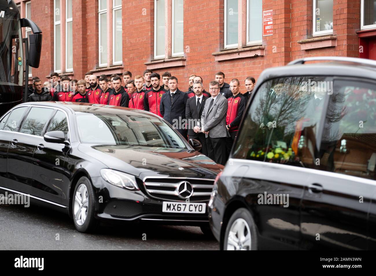 Partick Thistle staff and players outside Firhill stadium where the ...