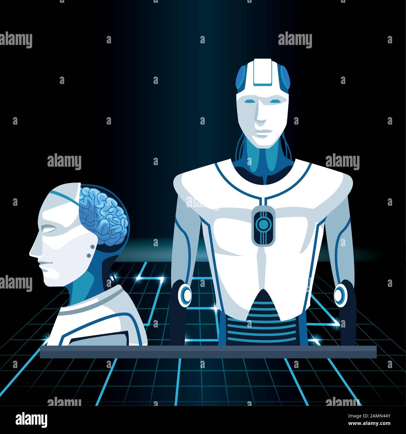 artificial intelligence technology cyborg machines human brain assembly ...