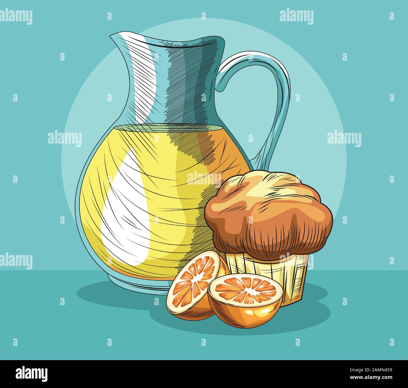 jar juice fresh fruit orange muffin food healthy Stock Vector Image ...
