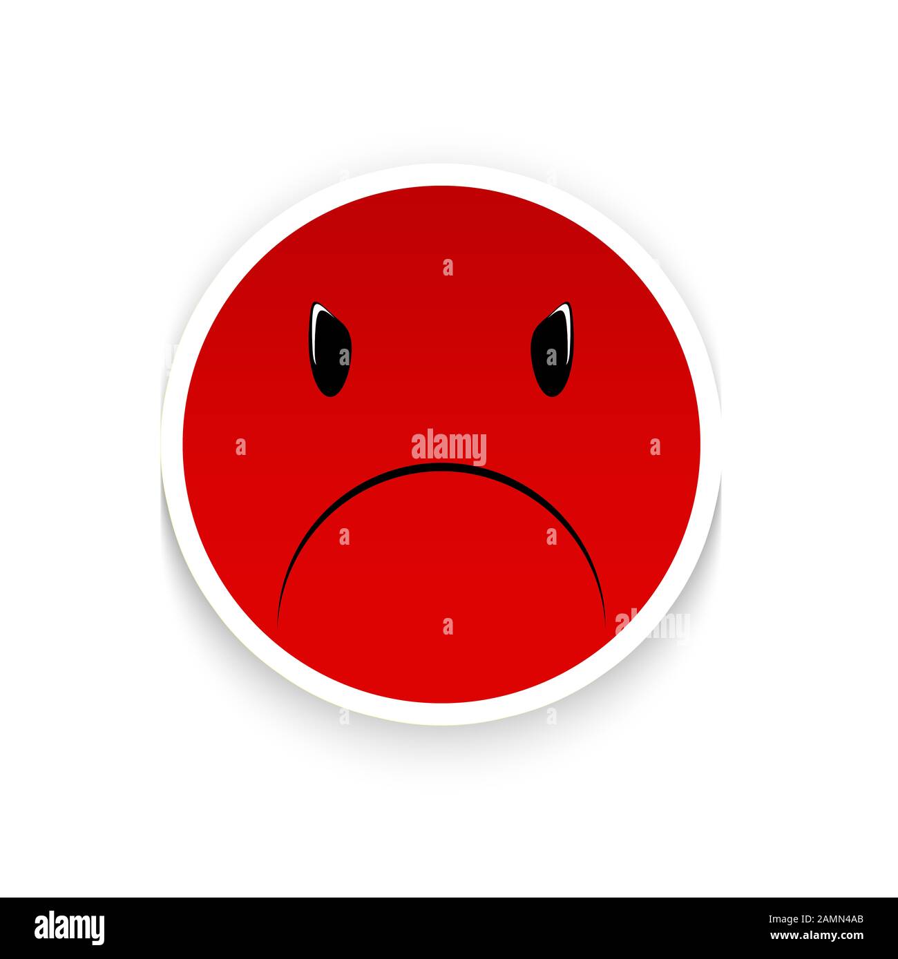 Red emoticon face of anger isolated on white background Stock Photo - Alamy