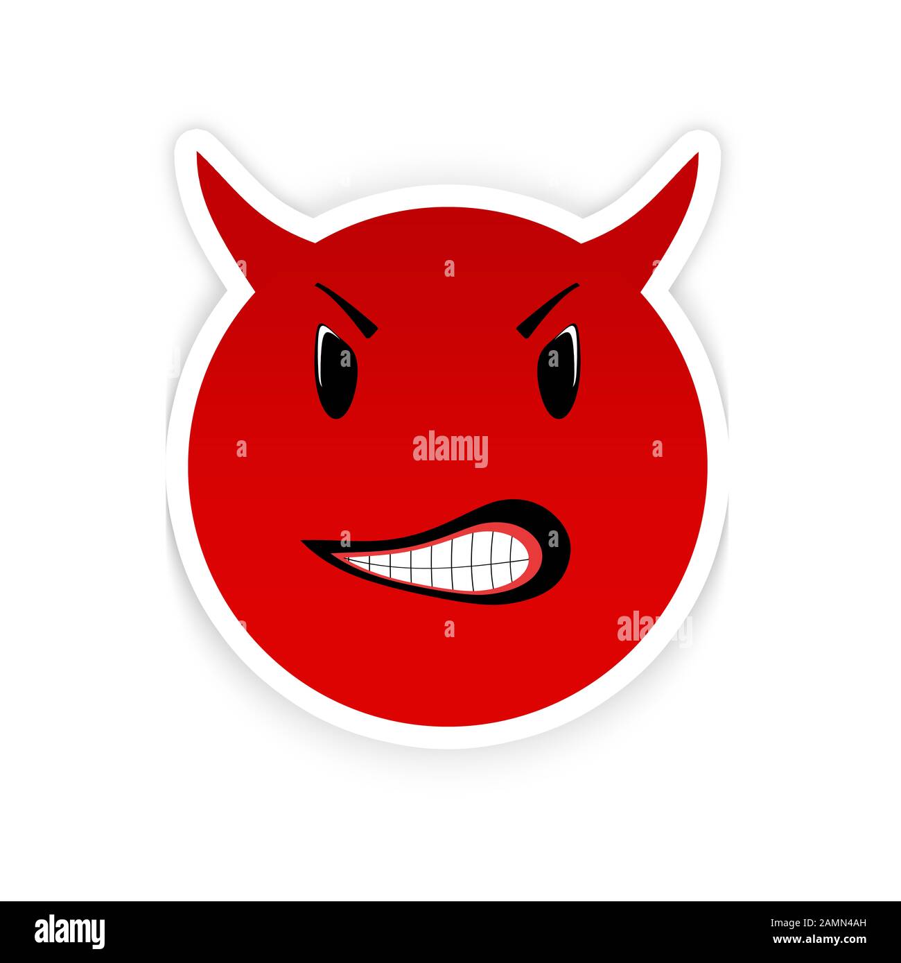 Red emoticon face of anger isolated on white background Stock Photo - Alamy