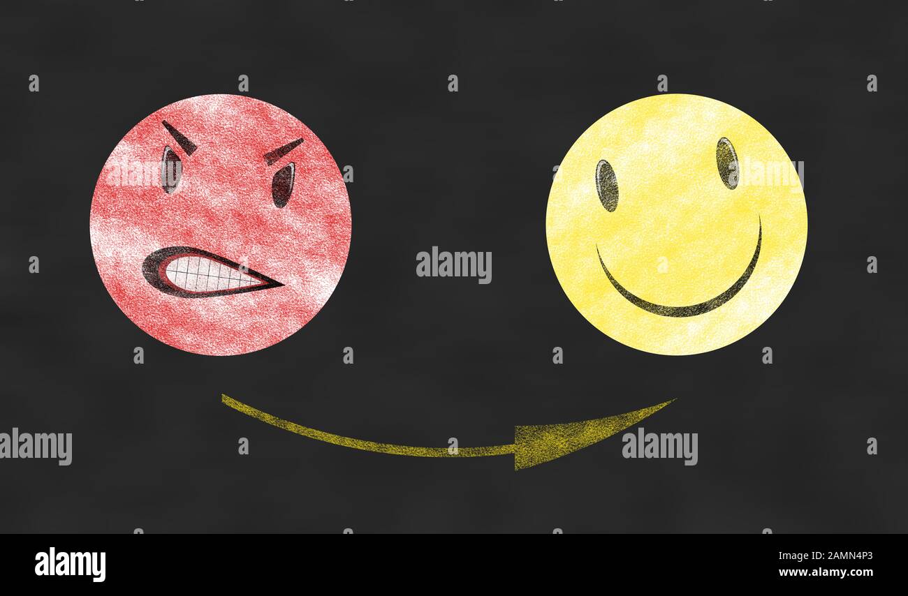 Angry emoticon, smiley face isolated on black background Stock Photo ...