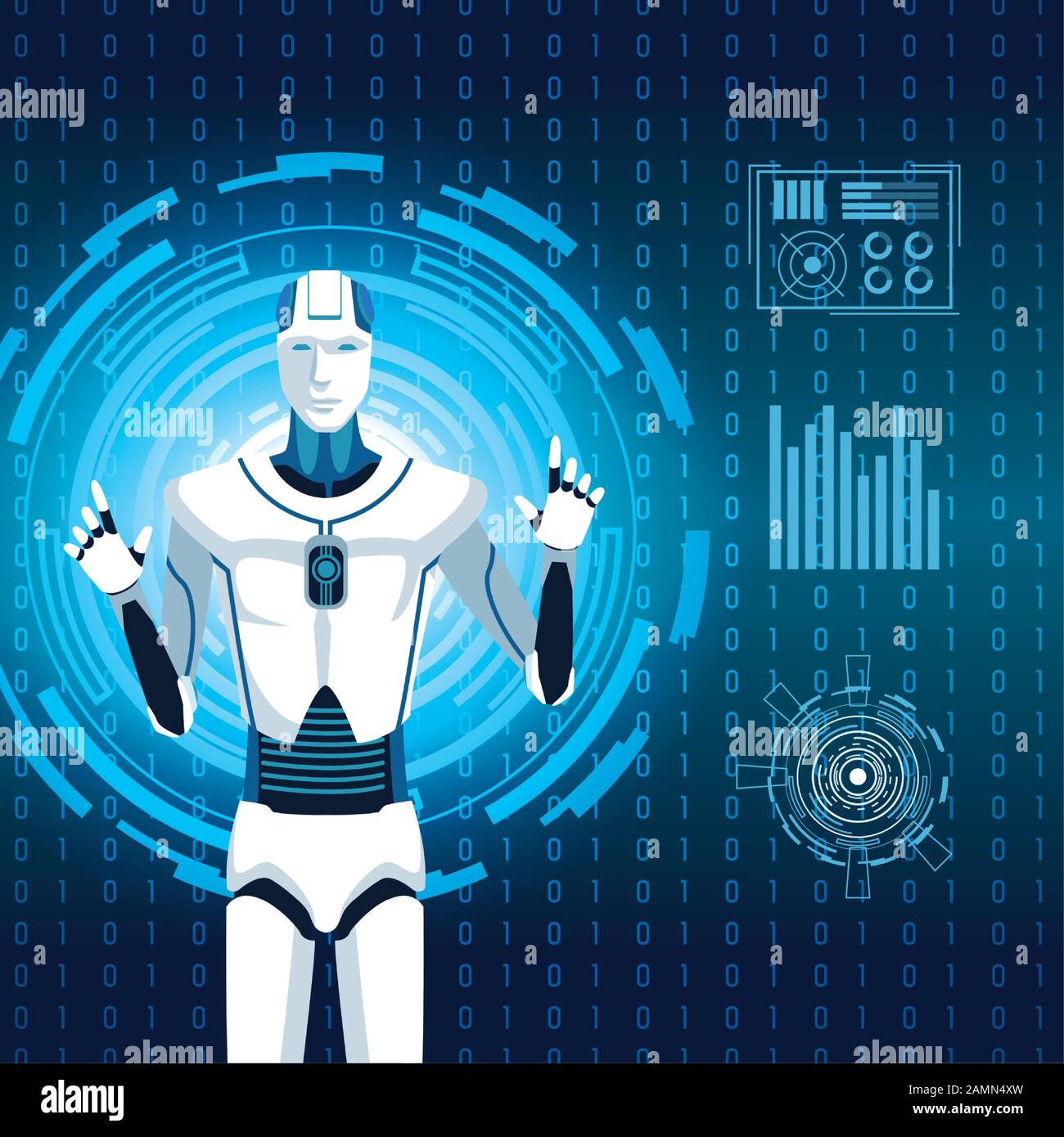 artificial intelligence technology cyborg code binary future Stock ...