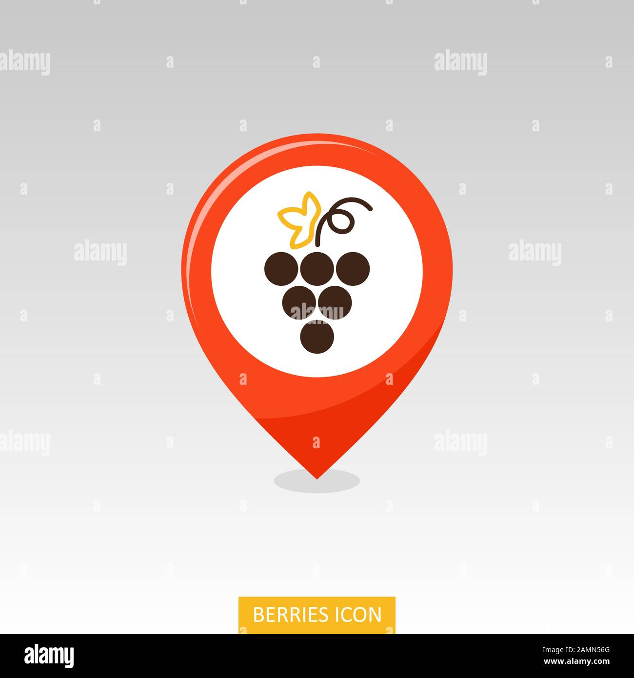 Bunch of grapes pin map icon. Grapes fruit sign. Map pointer. Map ...