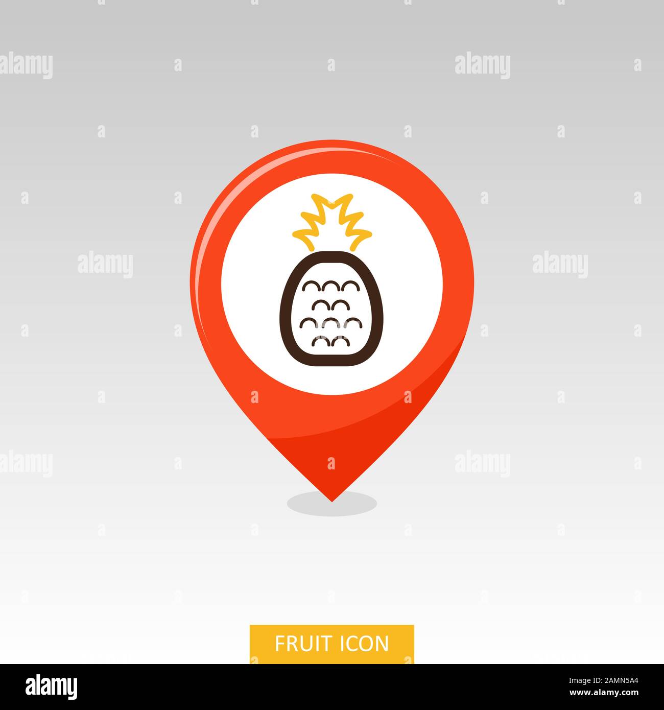 Pineapple with leaf pin map icon. Pineapple tropical fruit sign. Map ...