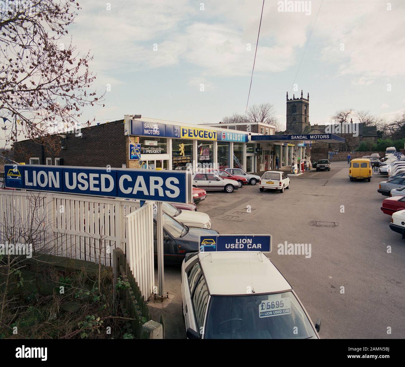 Peugeot used car lot in 1989, West Yorkshire, Northern England, UK ...