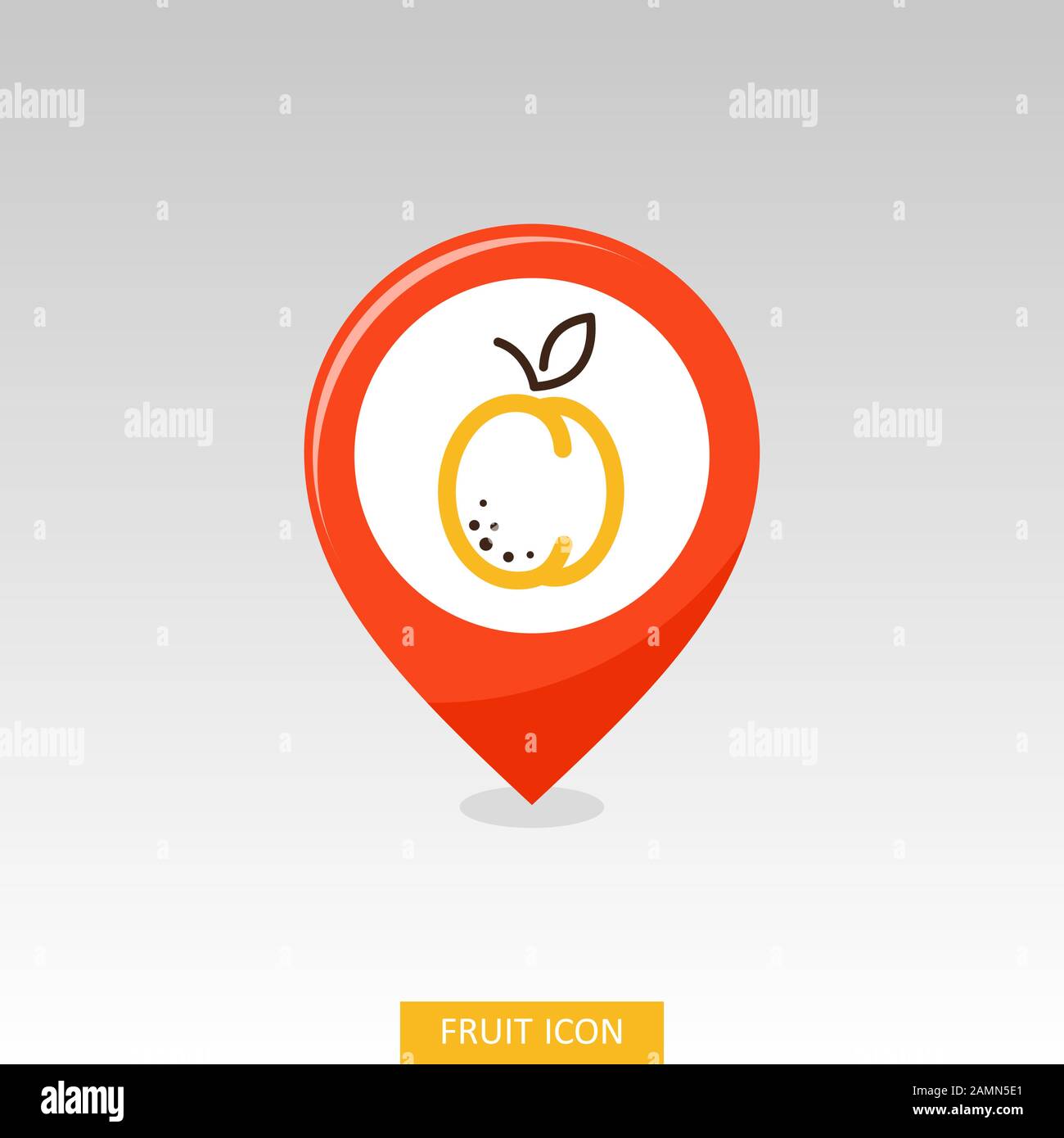 Apricot, Peach with leaf pin map icon. Apricot fruit sign. Map pointer ...