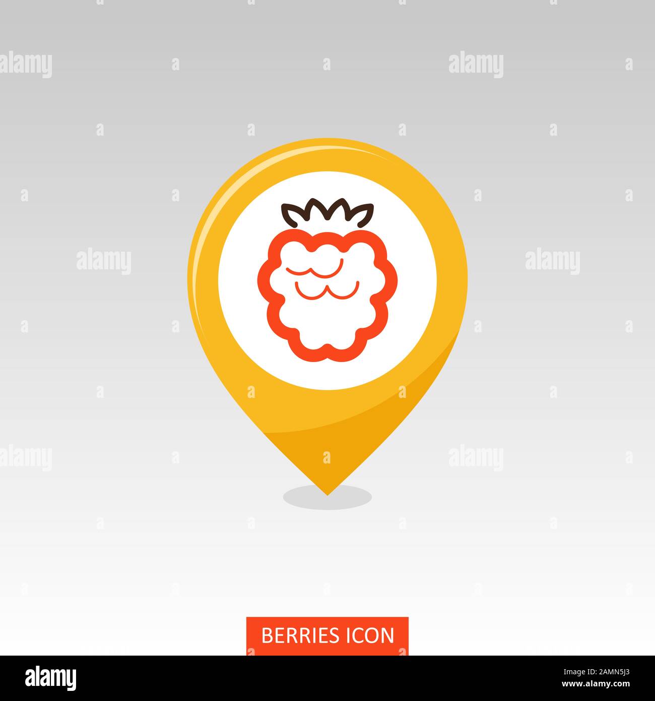 Blackberry, raspberry pin map icon. Raspberry fruit sign. Map pointer ...