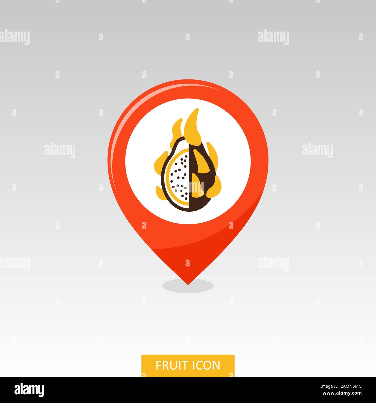 Pitaya pin map icon. Pitaya tropical dragon fruit sign. Map pointer ...