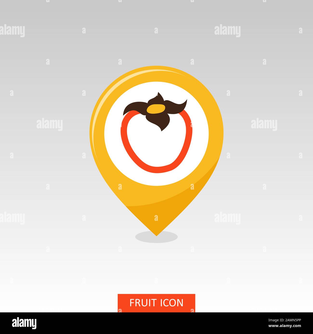Persimmon pin map icon. Persimmon tropical fruit sign. Map pointer. Map ...
