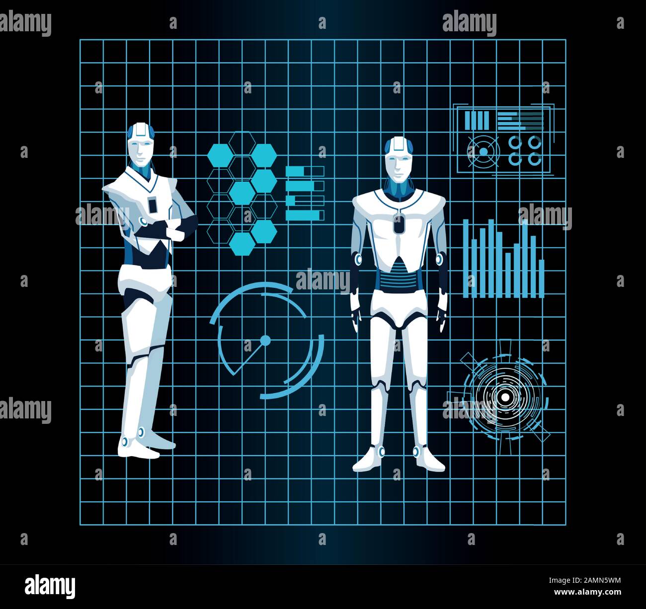 artificial intelligence technology cyborg machines functions futuristic ...