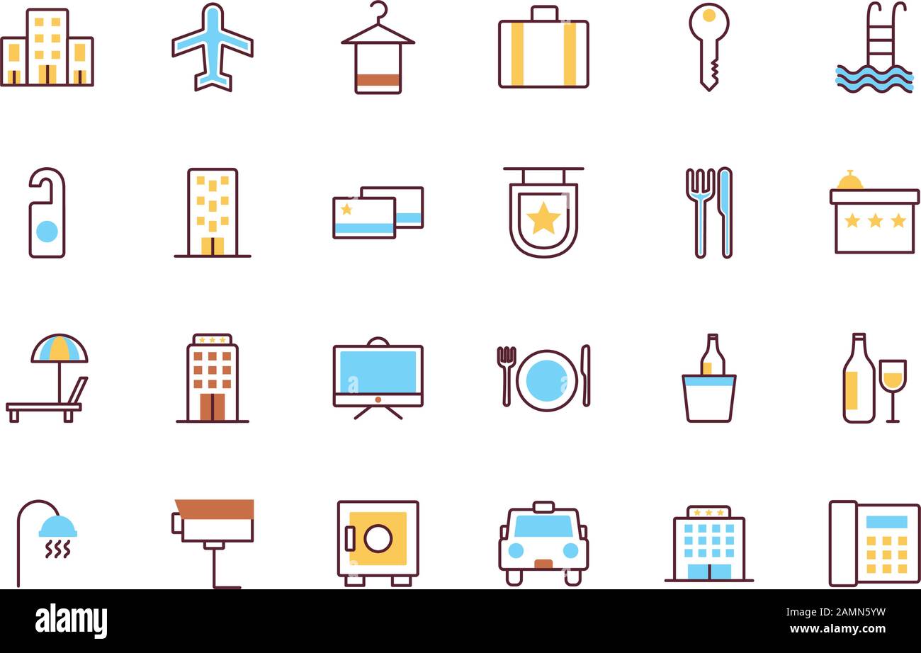 bundle of hotel set icons Stock Vector Image & Art - Alamy
