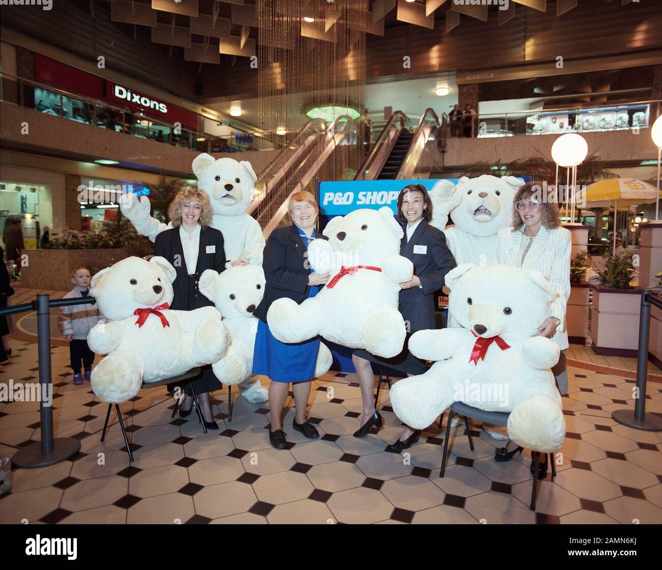 1990, Teddy bears at a charity cheque presentation at the P & O Arndale ...
