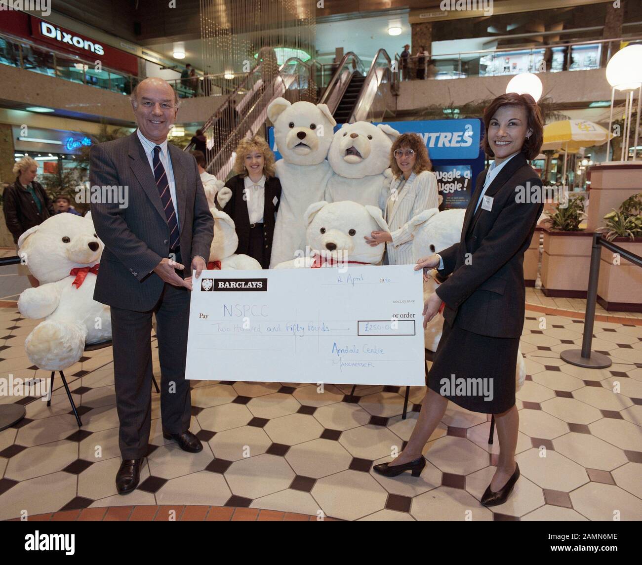 1990, Teddy bears at a charity cheque presentation at the P & O Arndale ...