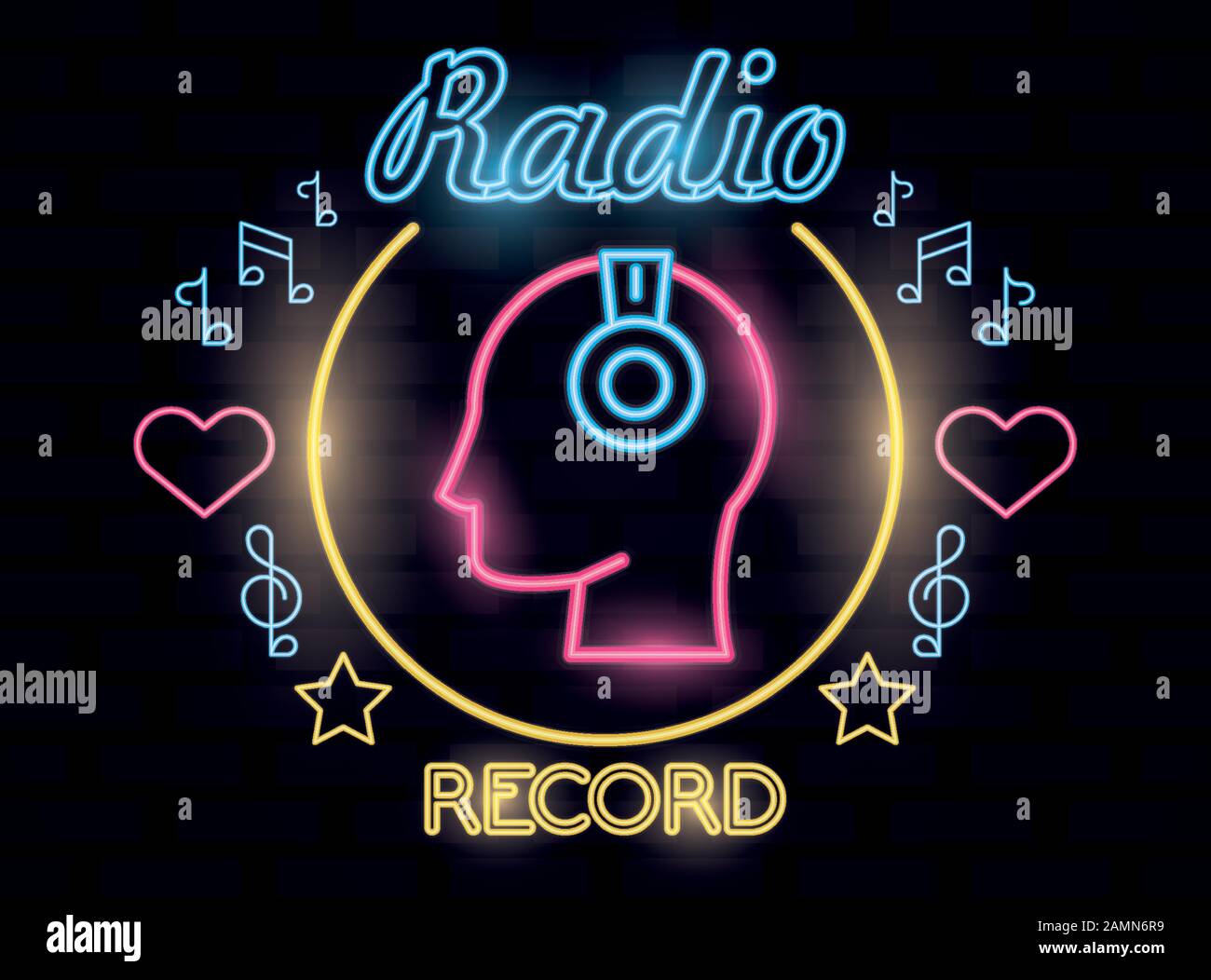 radio music record label neon lights Stock Vector Image & Art - Alamy
