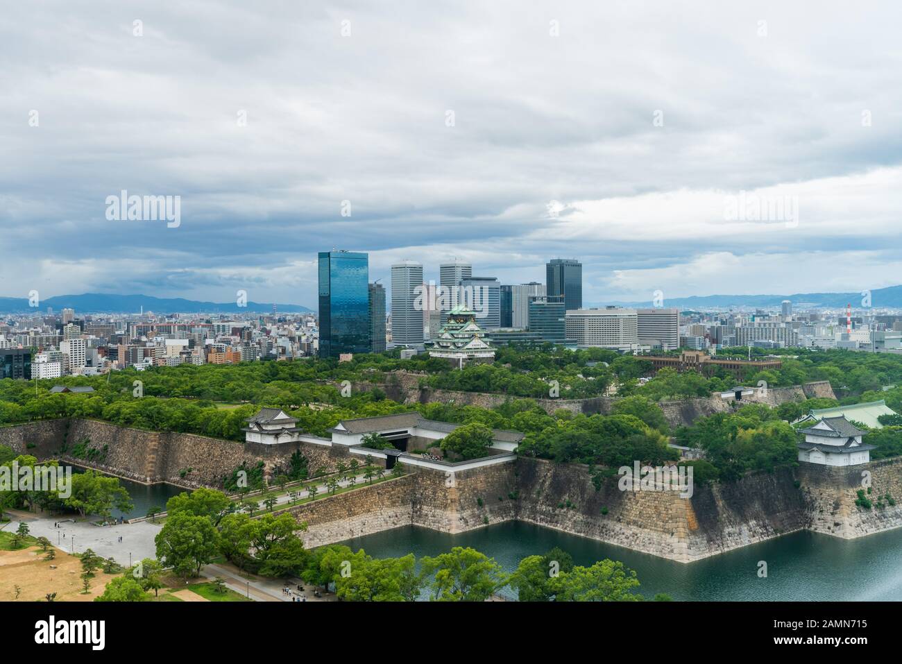Aerial view of the panoramic landscapes of Osaka Castle Stock Photo - Alamy