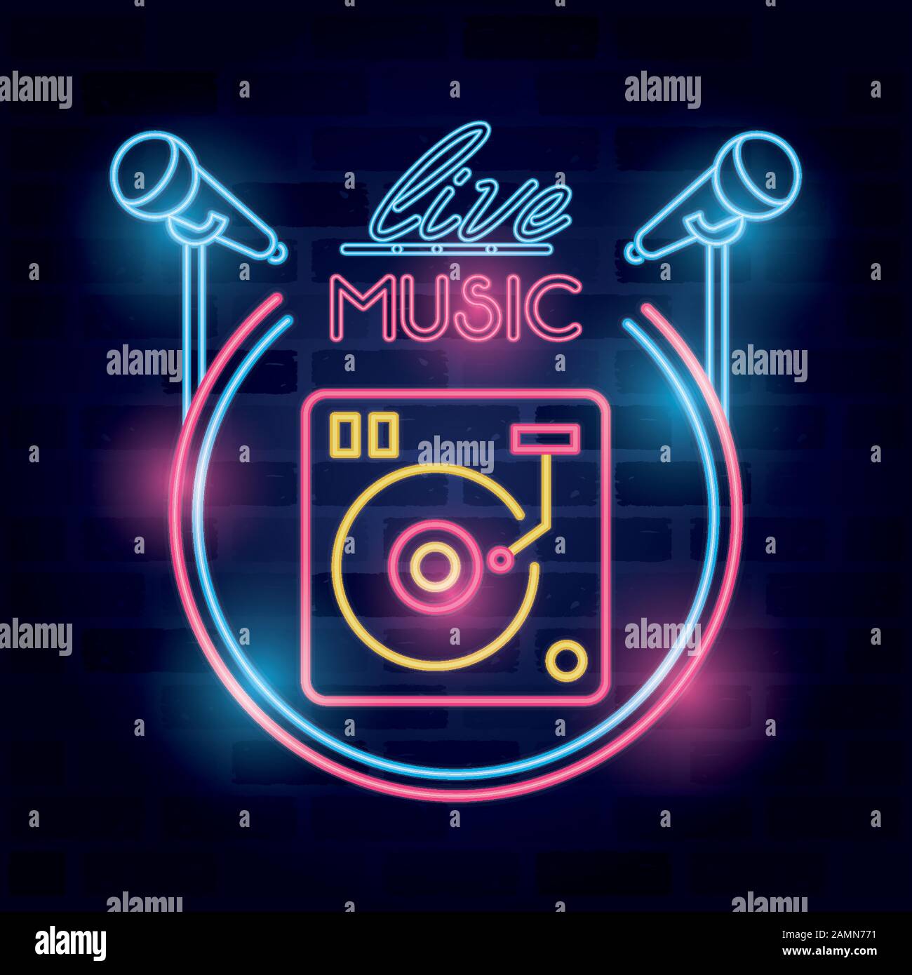 music live label neon lights Stock Vector Image & Art - Alamy