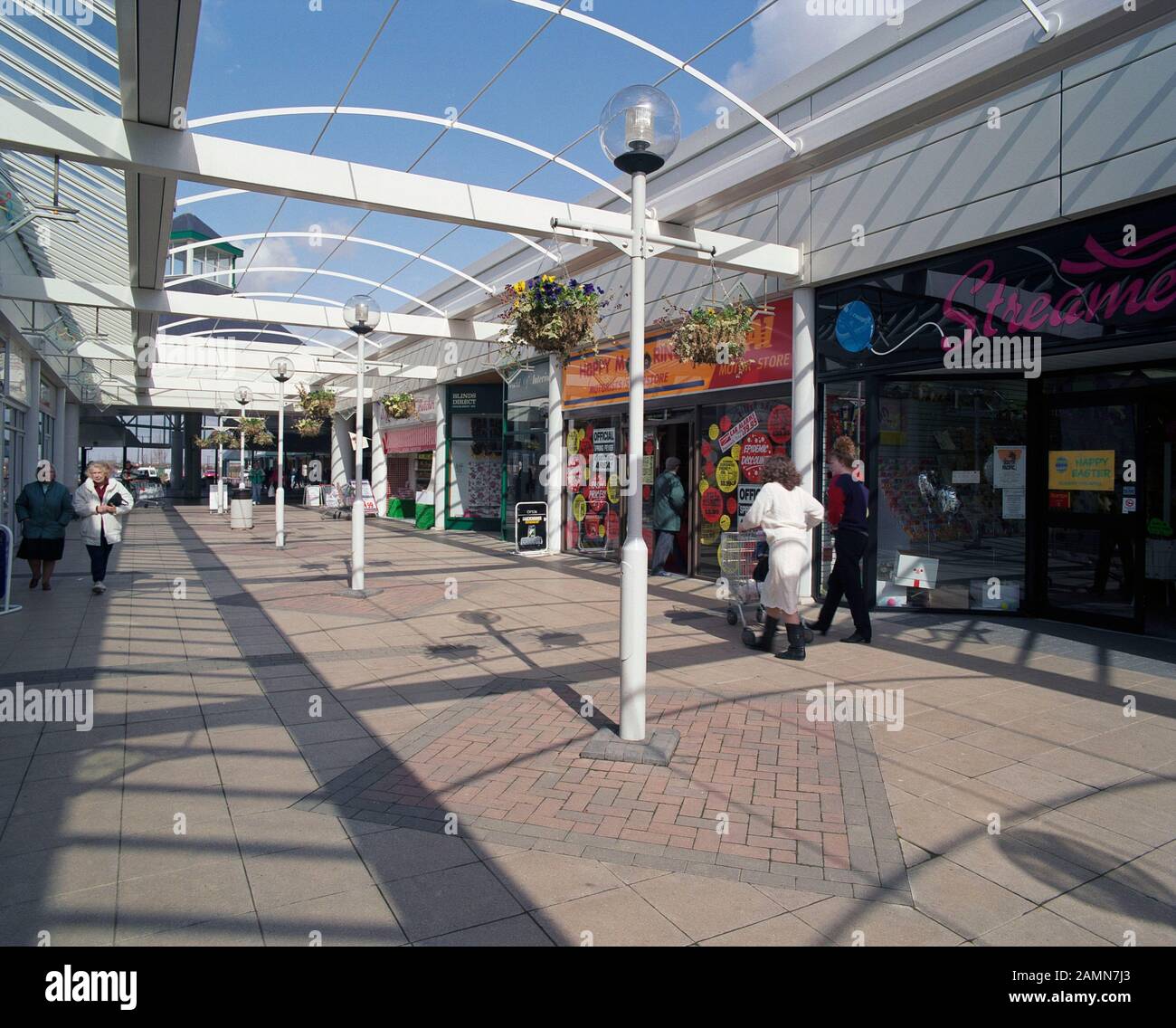 1993, shopping Precinct in Milton Keynes new town centre, South East ...