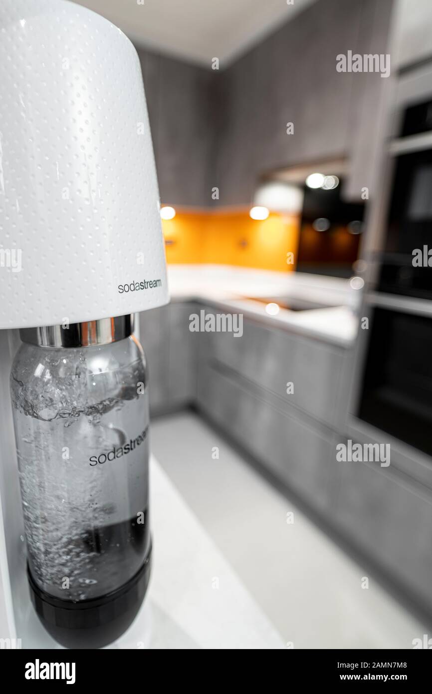 Sodastream in a modern contemporary grey kitchen Stock Photo - Alamy