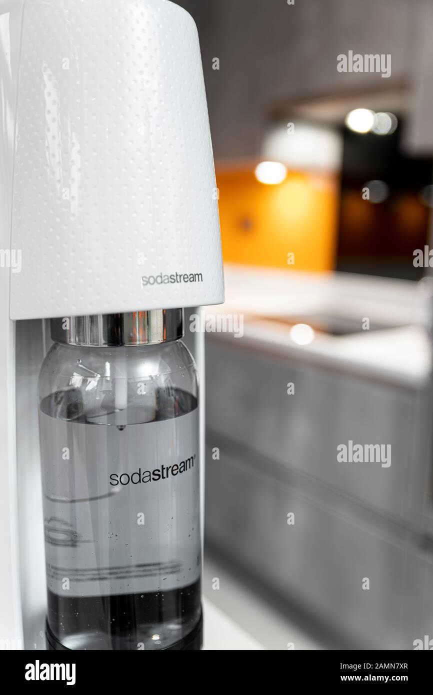 Sodastream in a modern contemporary grey kitchen Stock Photo - Alamy