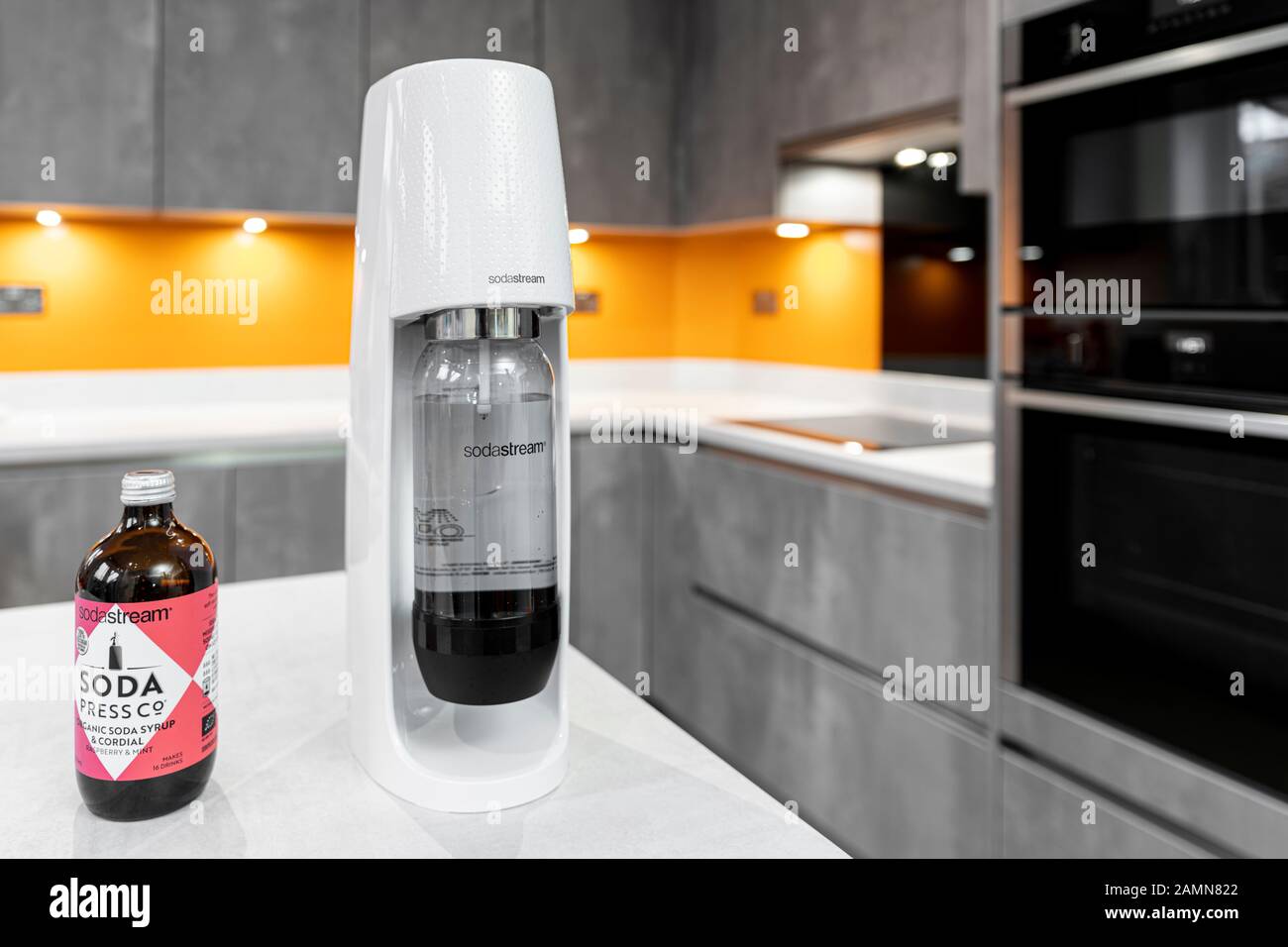Sodastream in a modern contemporary grey kitchen Stock Photo - Alamy