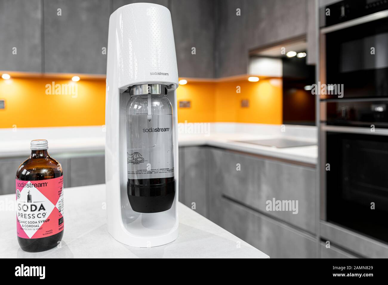 Sodastream in a modern contemporary grey kitchen Stock Photo - Alamy