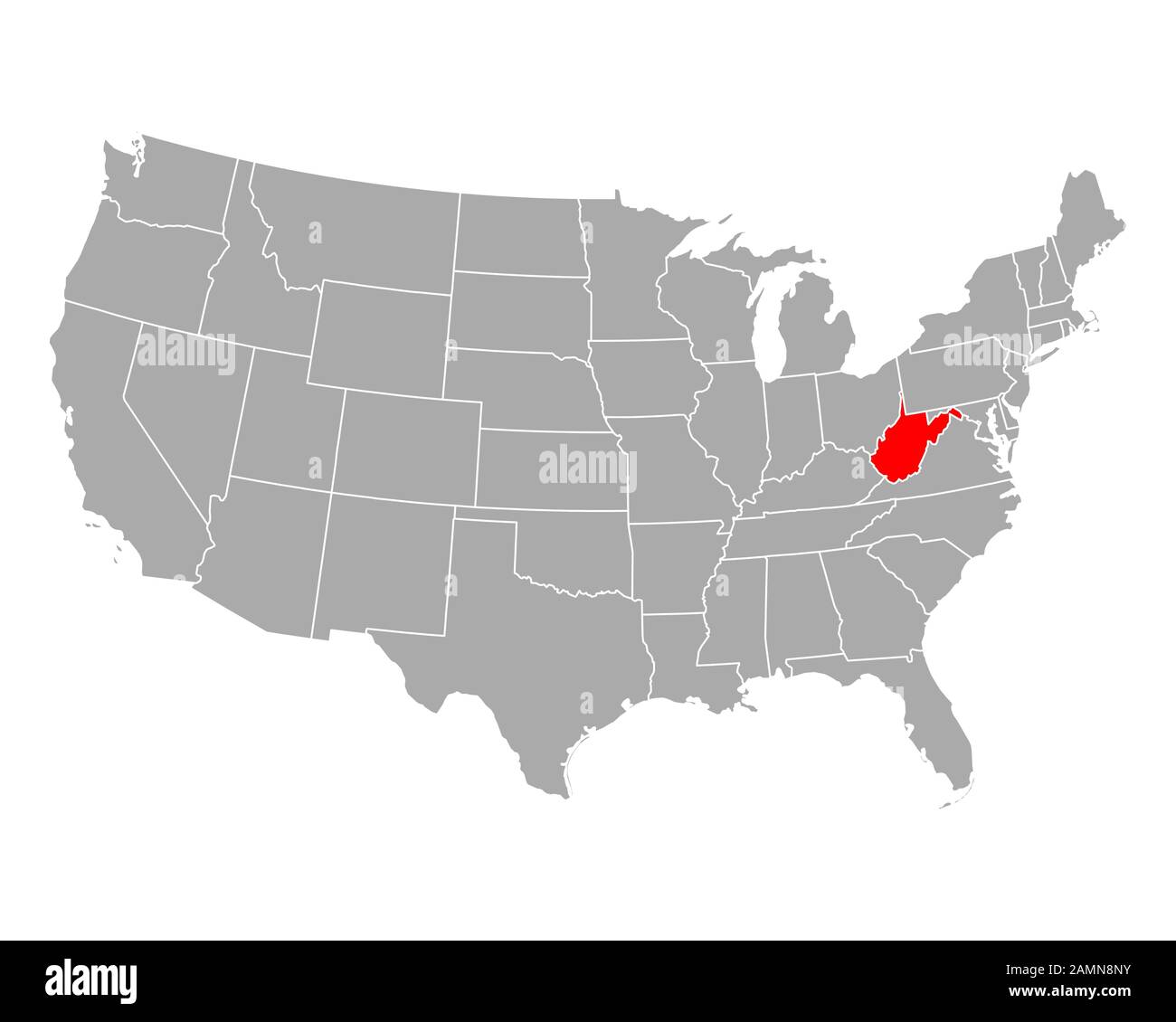 Map of West Virginia in USA Stock Photo - Alamy