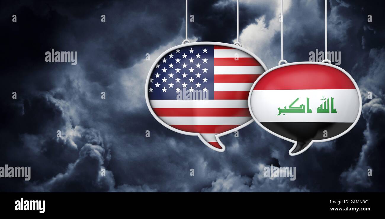 USA and Iraq communication. Trade negotiation talks. 3D Rednering Stock ...