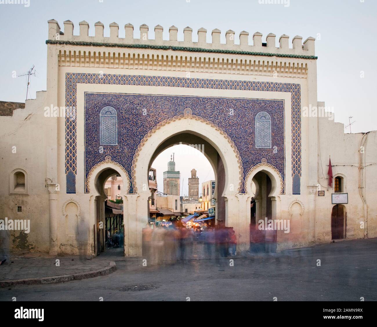 City gate of Bab Boujeloud (Blue Gate), Medina, Fez (Fes), Morocco ...