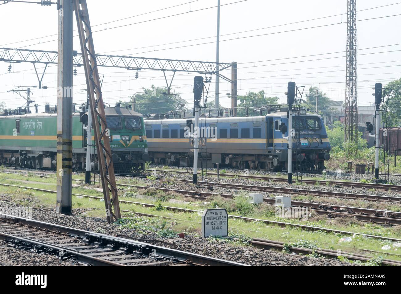 Single Line Passenger trains of Indian Railways standing on long ...