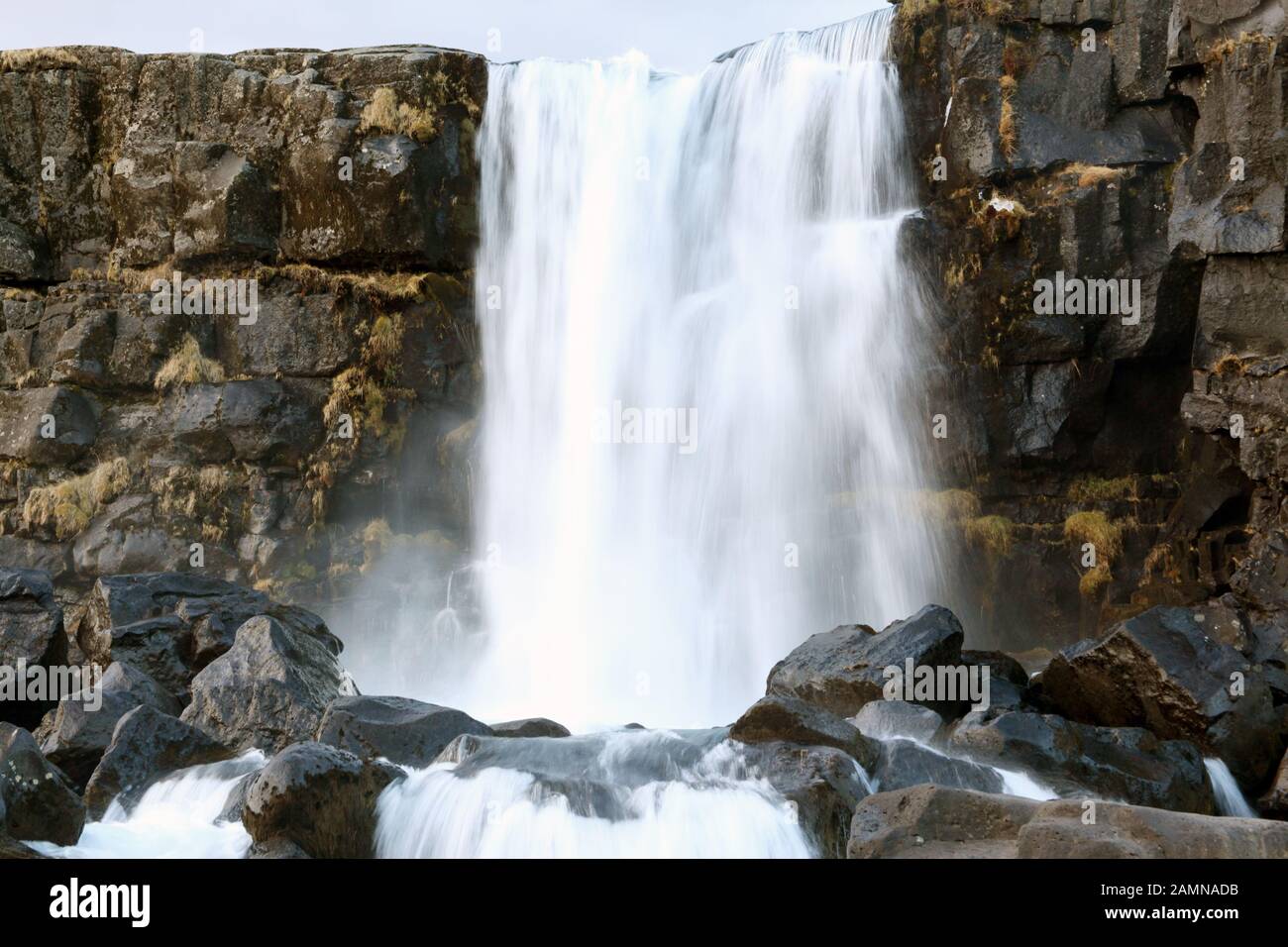 A waterfall in the Crack of the earth crust caused by the mid Atlantic ...