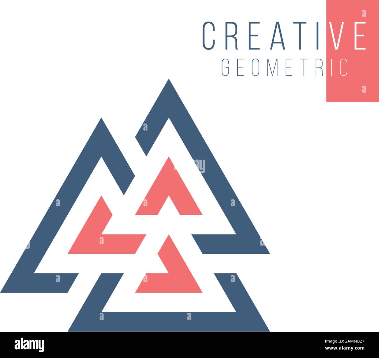 Geometric triangle unity or trinity abstract logo design. Technology ...