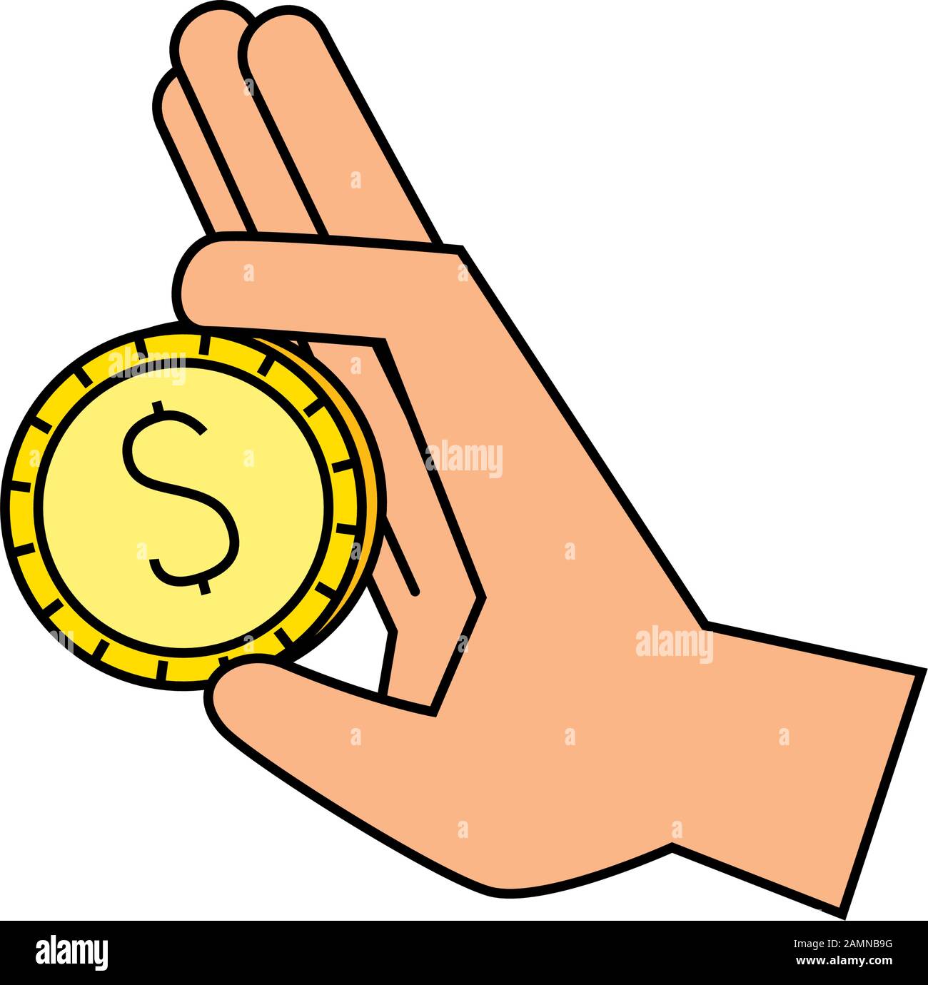Isolated hand holding coin vector design Stock Vector Image & Art - Alamy