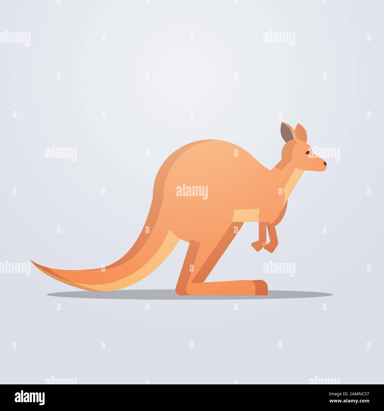 kangaroo icon cute cartoon endangered wild animal symbol with shadow ...