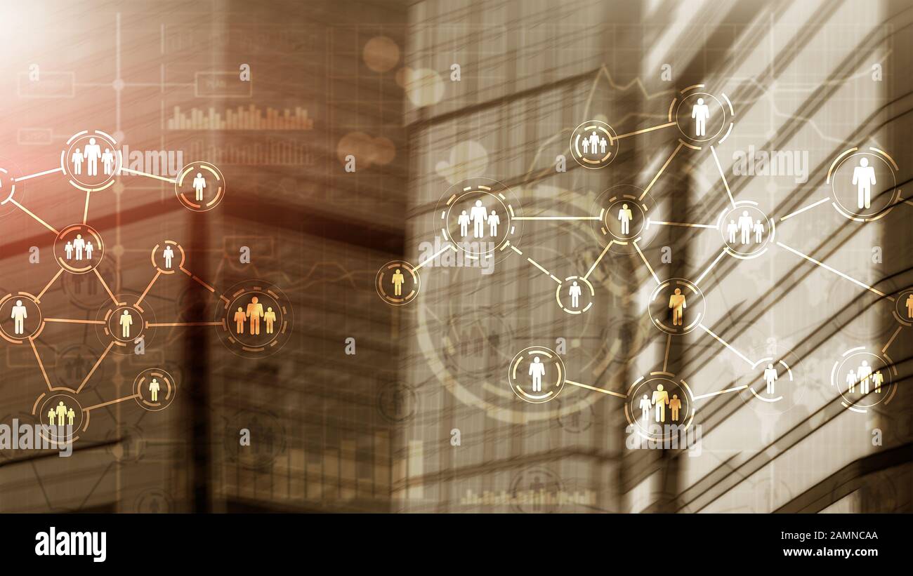 Social media concept on futuristic city background Stock Photo - Alamy