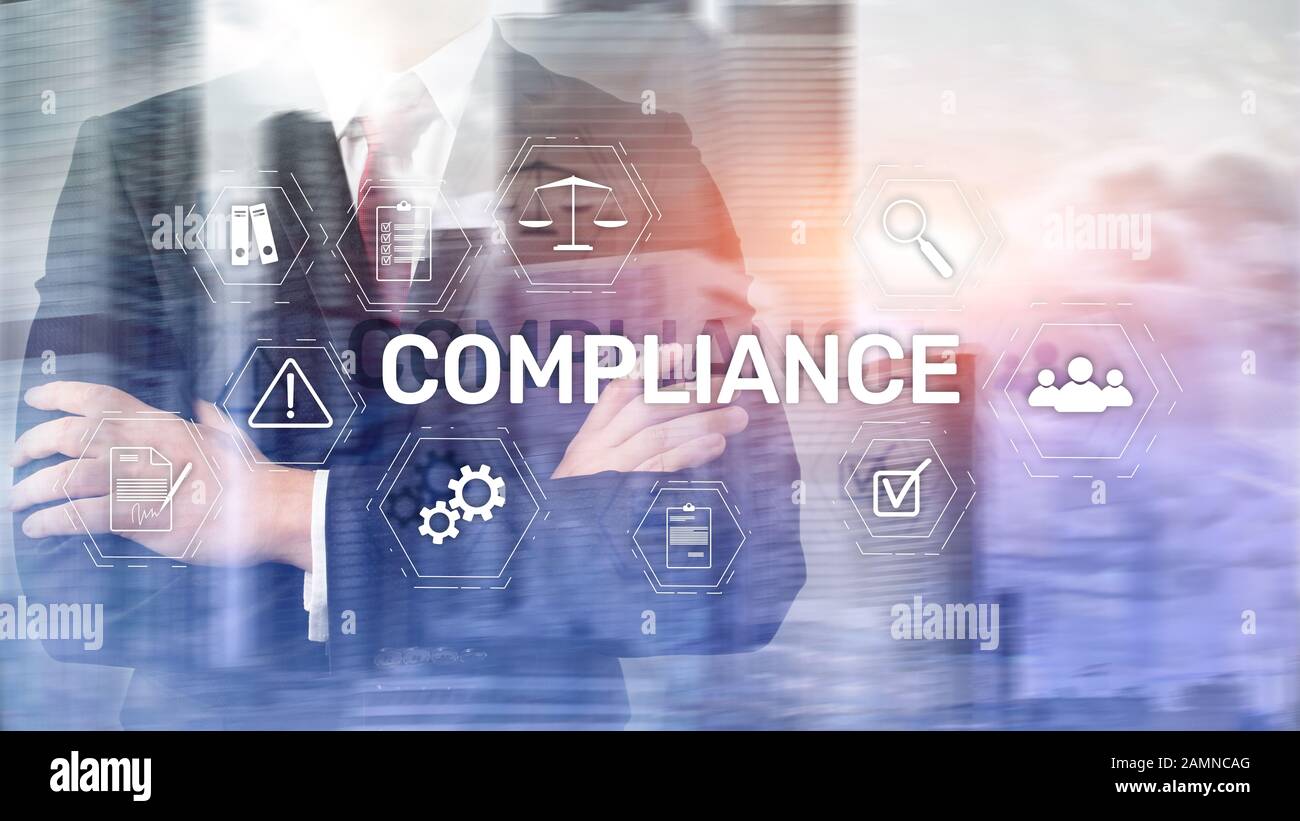 Compliance diagram with icons. Business concept on abstract background ...