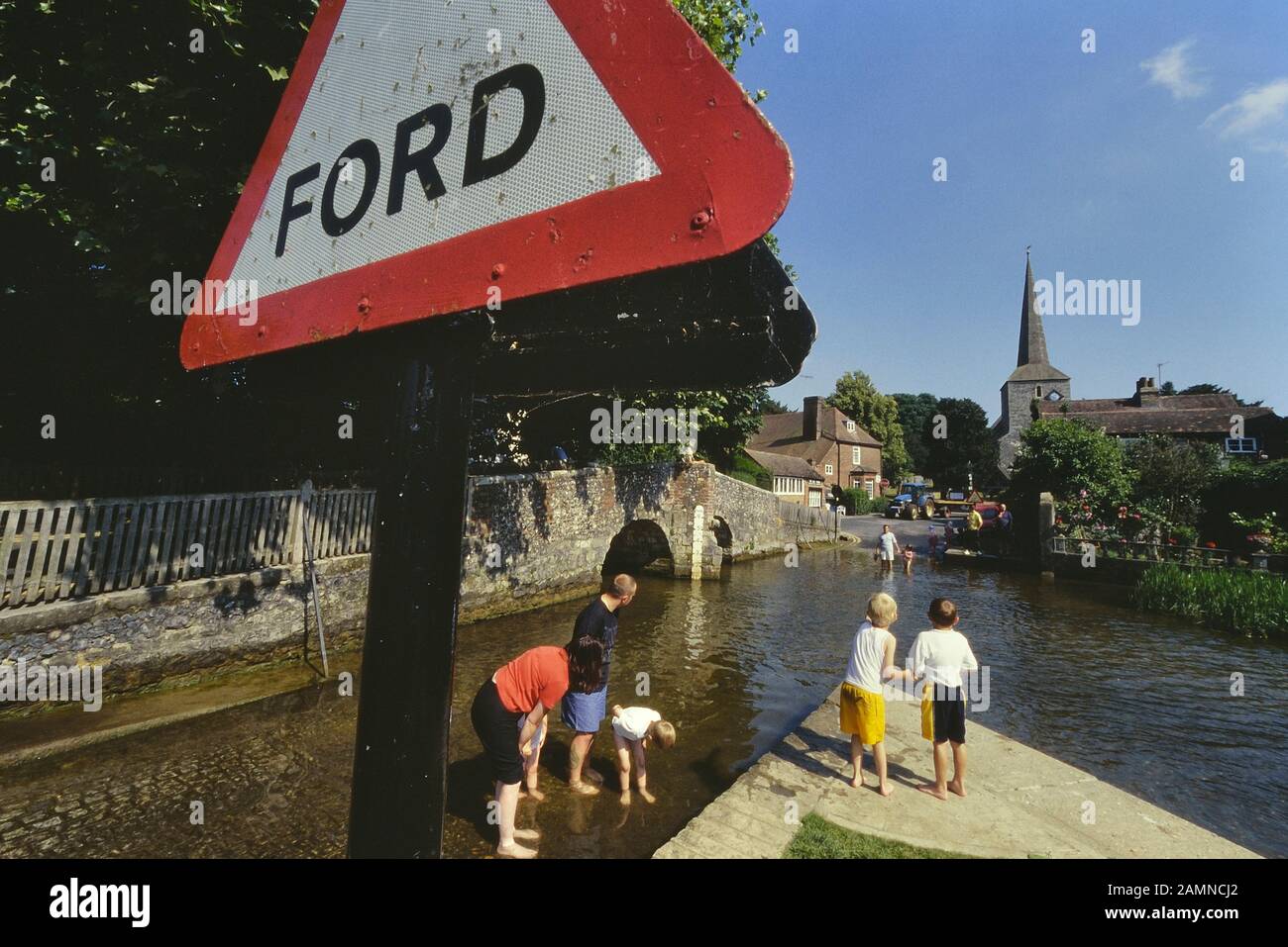 Medieval bridge and ford, Eynsford village, Kent, England, UK Stock ...