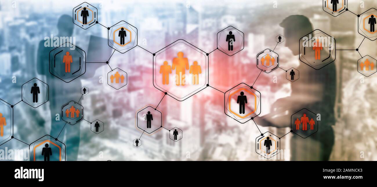 People icons Social network. Orange and black people icons Stock Photo ...